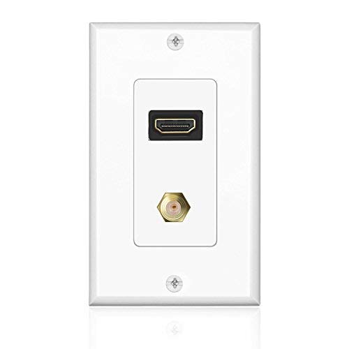 TNP HDMI Wall Outlet with Coax Outlet - 1 Port HDMI Coax Wall Plate ...