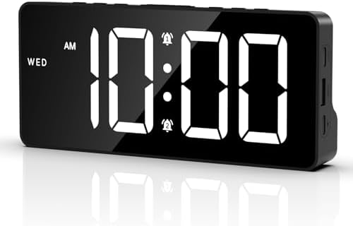 Amazon.com: AMIR Digital Clock Large Display, LED Alarm Clock for ...
