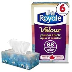 Royale Velour 3 Ply Facial Tissues, 6 Flat Boxes, 88 Tissues Per Box ...