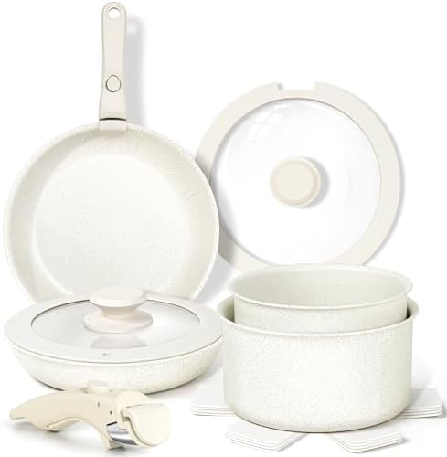 Amazon.com: MICHELANGELO Stone Cookware Set 10 Piece, Ultra Nonstick ...