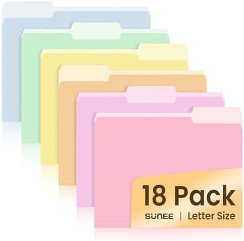 Amazon.com : SUNEE File Folders, 18 Pack Manilla Folders 8.5 x 11, Colored Folders Office ...