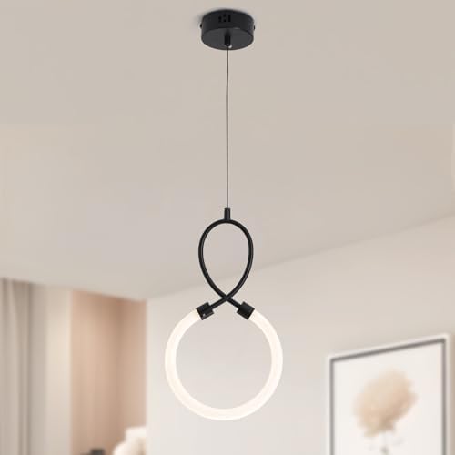 YATAI Modern Black LED Pendant Light, 11W Non-Dimmable Round Fixture ...