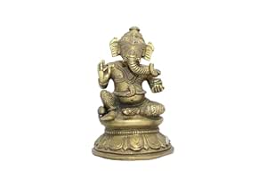 Buy Rajasthan Gems Brass Lotus Ganesh Statue Ganpati Idol Vinayak ...