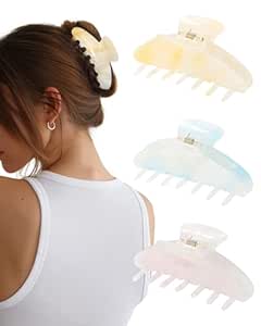 Amazon.com: Molans 3PCS Hair Claw Clips Acrylic Clamps for women - Non ...