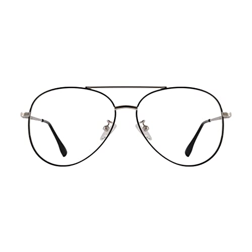Buy Cleardekho Aviator Black and Silver Blue Cut Computer Eyeglasses at ...