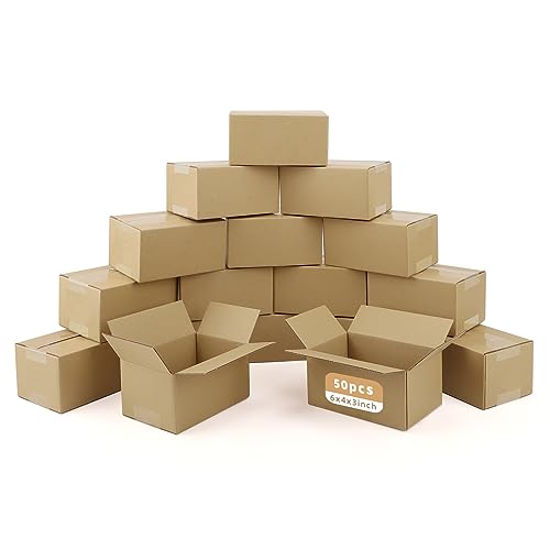 Snapklik.com : 6x4x3 Shipping Boxes 50 Pack Corrugated Cardboard Boxes ...