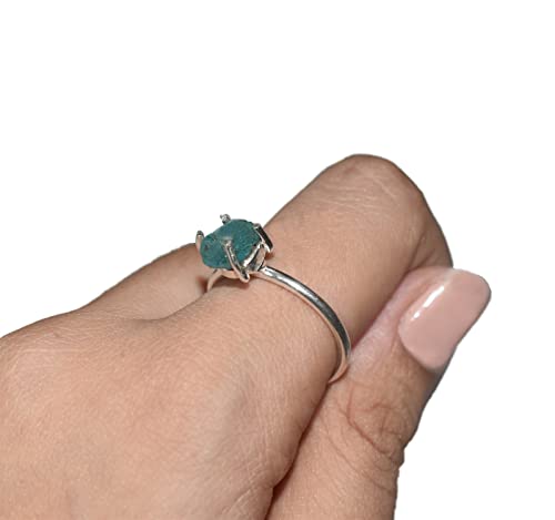 Amazon.com: AGIRA Natural Handmade Apatite Ring, Rough Stone Ring ...