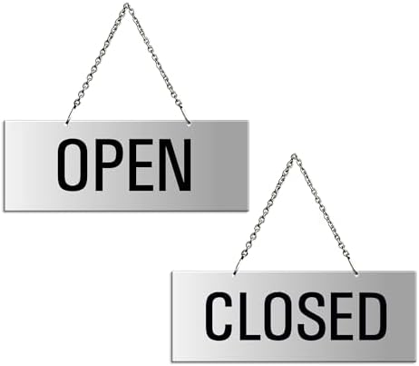 Modern Wooden Open Closed Sign - Double-Sided Open Sign for Window or ...