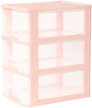 Amazon.com: Gonice Small 3 Drawer Storage Organizer, Pink Plastic ...