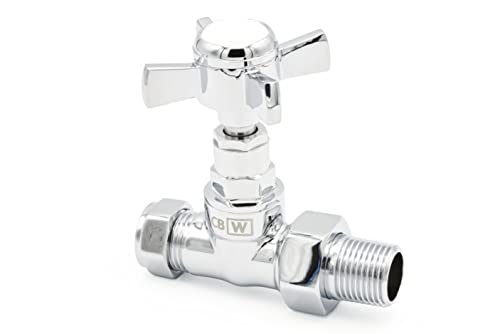 Center Traditional Chrome Radiator Valves Straight Pair of 15mm Valves ...
