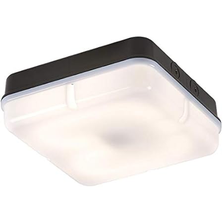 IP65 28W HF Square Emergency Bulkhead with Opal Diffuser and Black Base ...