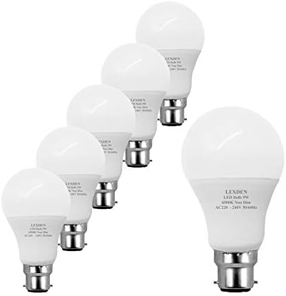 LEXDEN 9W LED Bulb Bayonet B22, Day White 6500K, Equivalent to 80W ...