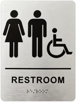 Amazon.com: Oudain All Gender Restroom Sign Unisex Handicap Bathroom ...