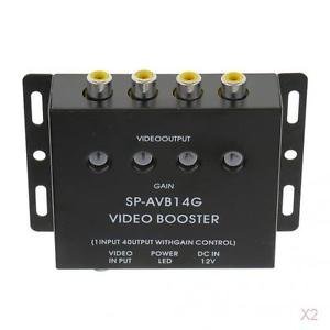 2Pack 1 to 4 RCA AV Video Amplifier Splitter Booster for Auto Car LCD ...