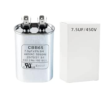 Amazon.com: 7.5uF 370/440VAC 50/60Hz CBB65 CBB65A Oval Run Start Capacitor 7.5 MFD 370V/440V Air ...