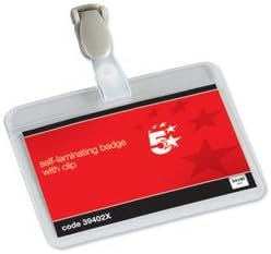 5 Star Name Badges Self Laminating Landscape with Plastic Clip 54x90mm ...
