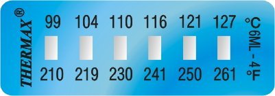 Thermax Irreversible Temperature label 6 level strips, Range: 99 Deg C ...