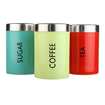 Buy ARV MEGAHOUSE Stainless Steel Tea Coffee Sugar Containers/Canisters ...