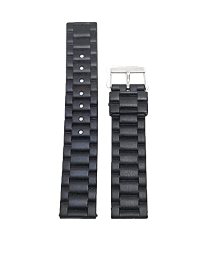 22mm men's black silicone rubber watch strap chain type watch strap ...
