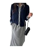 ・ブランド:YAYAMIYA・1. デニムとニットの異素材ミックスが個性的 ブルーデニムと暖かみのあるニットのコントラストがおしゃれなパッチワークデザイン。秋冬のトレンドを先取りした斬新な組み合わせです。 サイズ：フリーサイズ（着丈約50c...