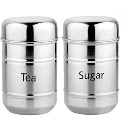 VISAXMI Stainless Steel Tea Sugar Containers Set Of 2 | Stainless Steel ...