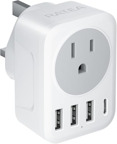 Amazon.com: UK Ireland Travel Plug Adapter, RATEA Type G Power Adaptor ...