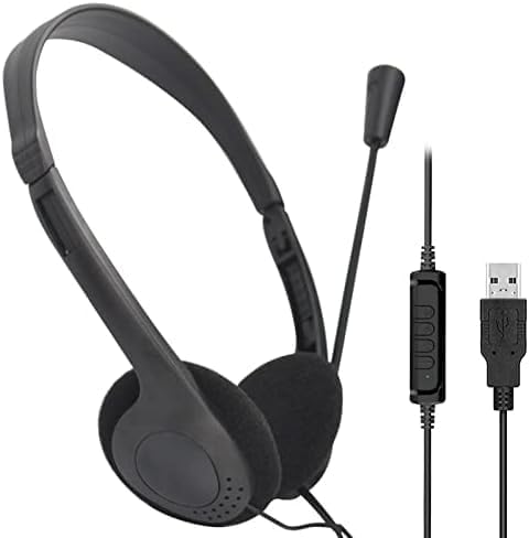 USB Headset with Microphone,computer headphones Adjustable Stereo PC ...