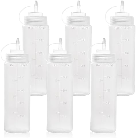 6 Pack Double Scales Condiment Squeeze Bottles with Twist on Caps and ...