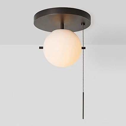 Soutas Globe Glass Ceiling Light Pull Chain Cord Ceiling Lamp Mid ...