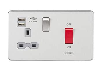 Knightsbridge 45A Cooker Switch with 13A Socket and Dual USB Charger ...