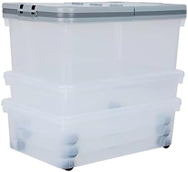 Wham 3 Piece Multisize (32L, 45L & 80L) Plastic Storage Box with Wheels ...