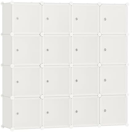 SONGMICS 16-Cube Storage Unit, Shoe Rack, Stackable Cubes, Plastic ...