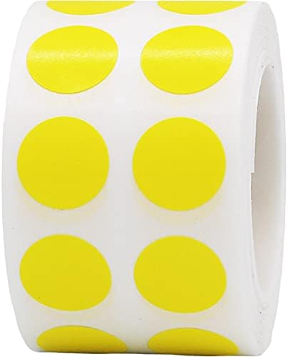 Hot Yellow Color Coding Dot Stickers 12.7 mm 0.5 Inch Round 1000 Count ...