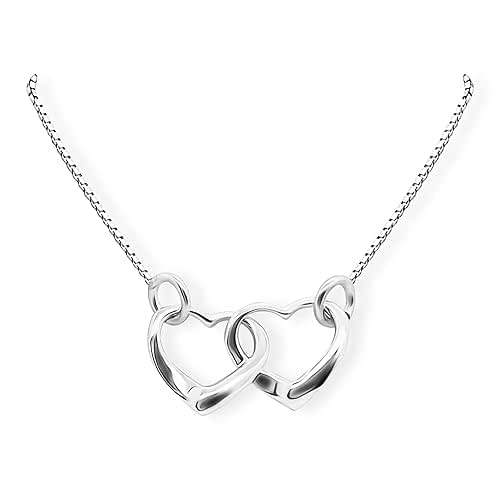 Amazon.com: Sterling Silver Interlocking Hearts Necklace for Women ...