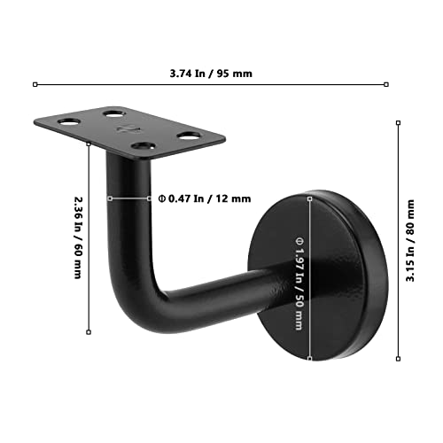 MUKLEI 8 Pack 60 x 80 mm Black Handrail Brackets, Stainless Steel ...