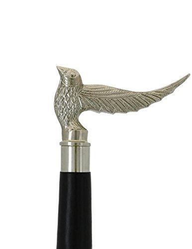 Enlayword Brass Raven Silver Handle Cane Head Handle Wooden Walking ...