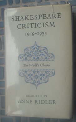 Amazon.com: Shakespeare Criticism 1919-1935: Ridler, Anne: Books