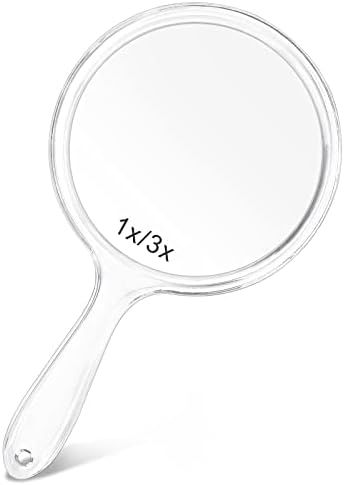 Kmchilj - Espejo de mano de maquillaje de doble cara, 3 x 1 aumento de ...