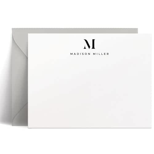 Amazon.com: Single Letter Initial Monogram Stationery Set of Flat ...