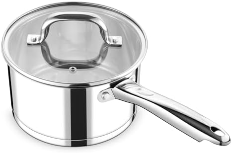 Amazon.com: Stainless Steel Saucepan 2.5 Quart, UNOSCHRIM Milk Cooking ...