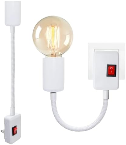 FEYAIM 2 Pack E26/E27 Socket Extension with On/Off Switch, Plug in ...