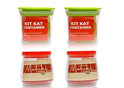ARV MEGAHOUSE Kitkat Air Tight Jar Food Storage Container Set and 2 ...