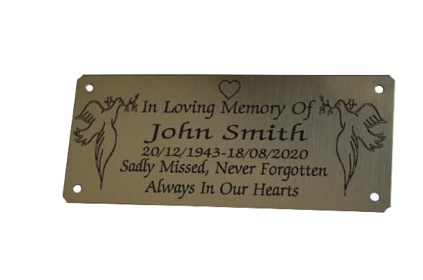MEMORIAL BENCH PLAQUE PERSONALISED GRAVE MARKER SIGN SOLID BRASS 5" x 2 ...
