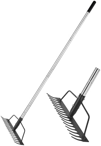 Amazon.com : NICOFPHY Garden Rake with Long Handle, 60" Heavy Duty Bow ...