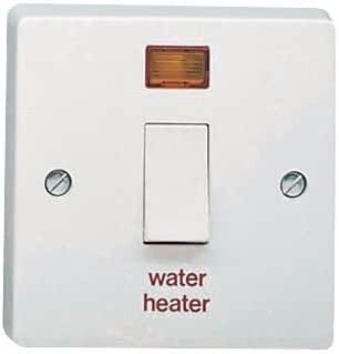 Crabtree 20A 1 Gang DP Water Heater Control Switch with Neon, White ...