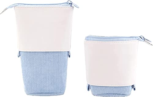 Wellehomi Cute Pencil Case, Standing Pen Holder Telescopic Small Pencil ...