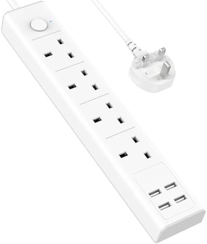 Extension Lead with USB Slots, 4 Way Sockets Outlets 4 USB Ports, 13A ...