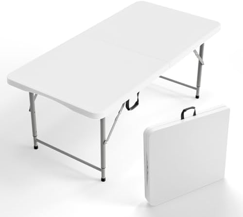 Amazon.com: Go-Trio Folding Tables 4 Foot Small, Foldable Table ...