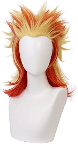 Amazon.com: MoeLoli Rengoku Kyoujurou Cosplay Wig for Demon Slayer Red ...