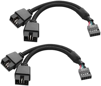 2PCS USB Header Splitter Cable 16cm Nylon Braided Motherboard USB 2.0 ...